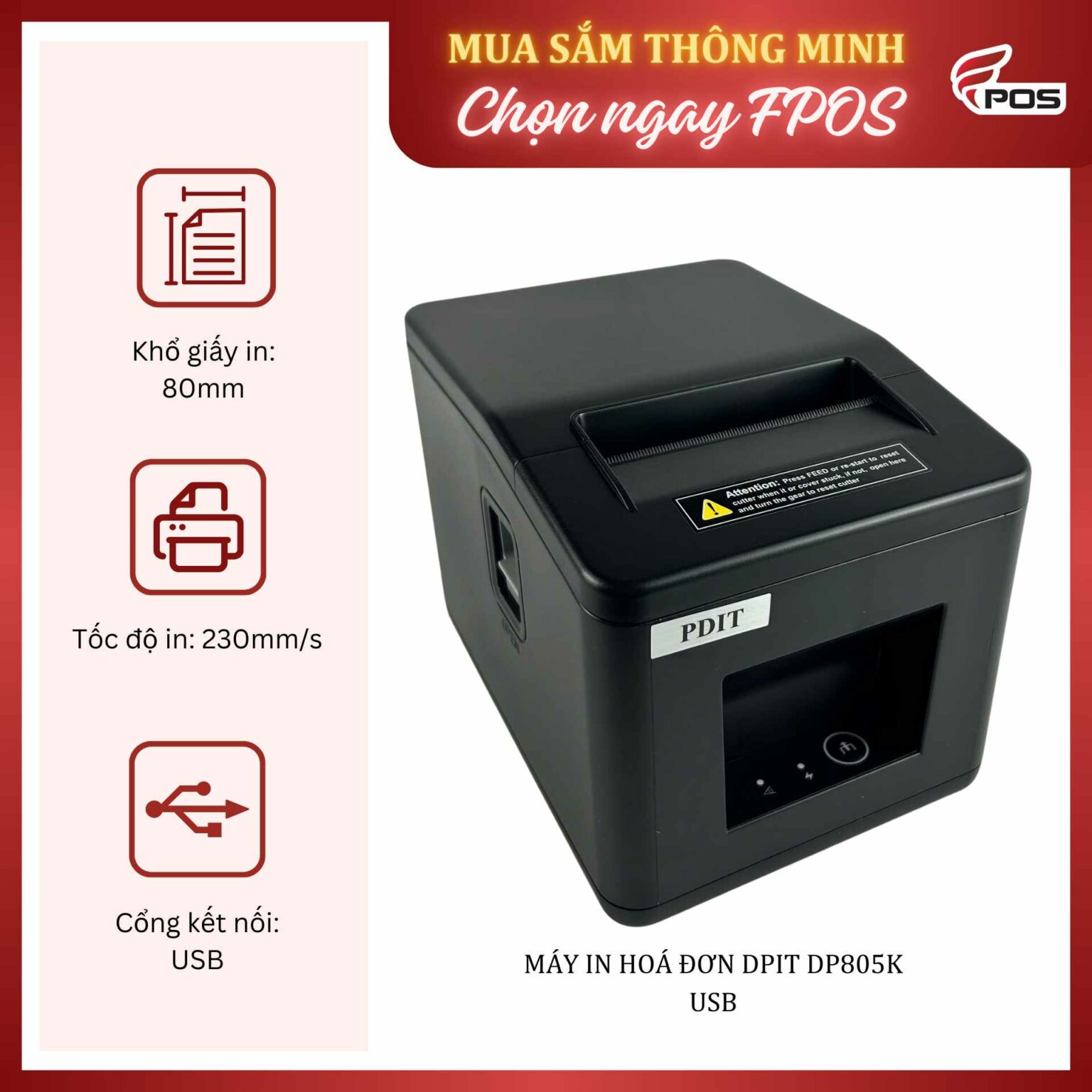 Máy In Hoá Đơn PDIT PD805K [USB]